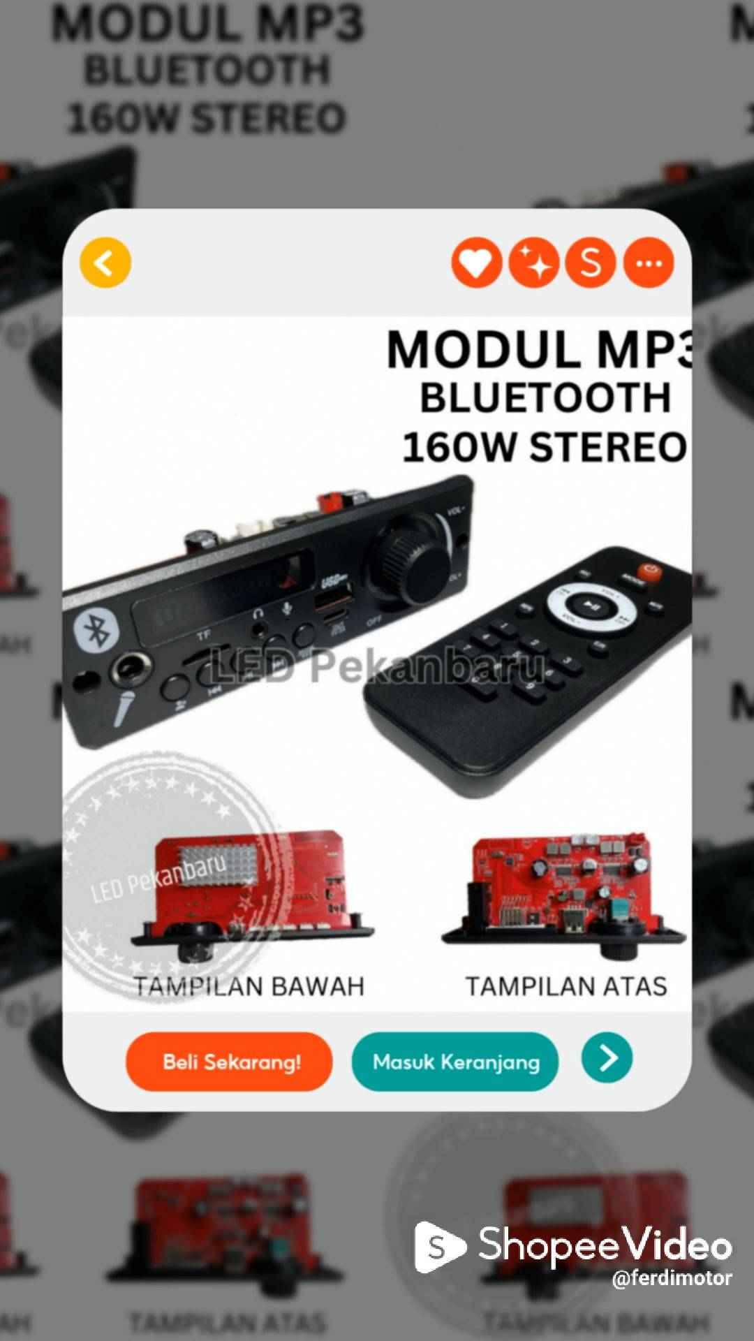 Modul Mp3 Bluetooth 160w Stereo Dengan Port Mic Tiang C Dan 80w 9v